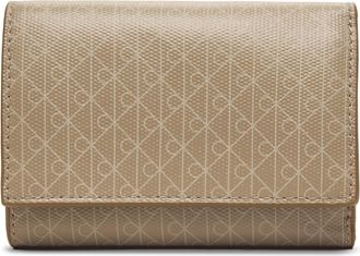 Calvin Klein Geldbörse Calvin Klein Emblem Aop Trifold W/ Zip Pocket LV04F1118G Beige