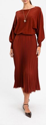 Twinset Midi-Strickkleid aus Cr&ecirc;pe von mit Plisseerock und langen &Auml;rmeln