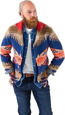 Joe Browns Aztec Knit Pattern Wild Side Shawl Neck Cardigan, Multicolore, XXL Homme