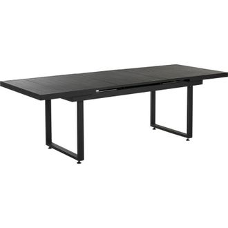 Beliani Beliani - Table de Jardin Extensible en Aluminium Noir Plateau &agrave; Lattes Pieds Cadre Valcanetto
