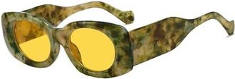 Generic Lunettes de soleil à imprimé léopard pour femme, lunettes rectangulaires, lunettes de soleil pour homme, Vert, Taille unique