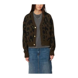Carhartt Work in Progress Camo Leo Jacquard Cardigan Tamarind - - Knitwear - Damen - Gr&uuml;n - M