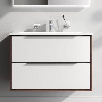 AM.PM Badmöbel Set Badezimmerschrank mit Waschbecken Hängender Waschbecken mit Unterschrank mit Soft Close, 80 cm, 2 Schubladen, Weiß glänzend