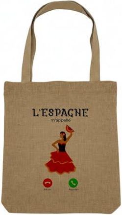 Fabulous Sac Shopping Tote Bag Aspect Lin - LEspagne MAppelle Flamenco Danse Tradition - Sac de Courses Toile Epaisse 360g Beige Naturel Cabas Port&eacute; Epaule Sol