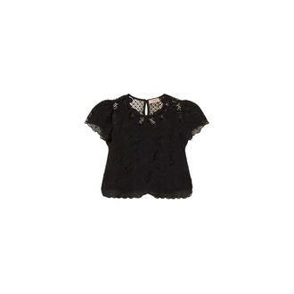 Twinset Femme, Blouses et Chemises, Noir, Taille: 38 FR Blouse en mousseline avec broderie