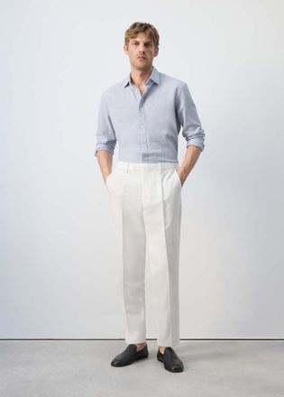 Mango Pantalon de costume slim-fit en m&eacute;lange lyocell et lin blanc - Homme - 38 - MANGO MAN