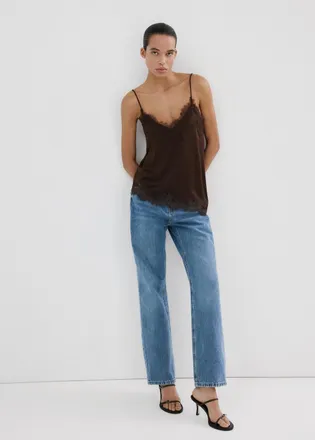 Mango Jean Matilda droit taille normale bleu moyen - Femme - 32 - MANGO