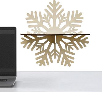 Generico Schwebende Wandregale - Holzregal in Schneeflockenform für Wand, dekoratives hohles, für Wohnzimmer, Küche, Büro, Bad, Schlafzimmer, Pflanze, Garage, 