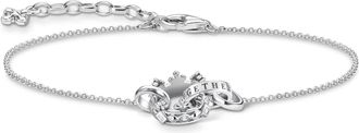 Thomas Sabo Thomas Sabo Sabo Damen Armband Handgearbeitete Krone und Ring mit FOREVER TOGETHER Gravur in 925 Sterlingsilber, Gr. 16cm-19cm, A1982-643-14-L19V