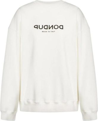 Dondup Femme, Sweatshirts et sweats &agrave; capuche, Blanc, Taille: 36 FR SweaT-shirt oversize &agrave; col rond en molleton diagonal