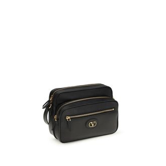 Valentino Garavani Mens Black Calf Leather Bos Taurus Shoulder Bag
