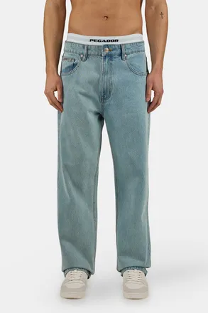 Pegador Loose-fit-Jeans PEGADOR Baltra Baggy Jeans, Herren, Gr. 30, N-Gr, blau (washed light blau), Denim/Jeans, Obermaterial: 100% Baumwolle, unifarben, loos