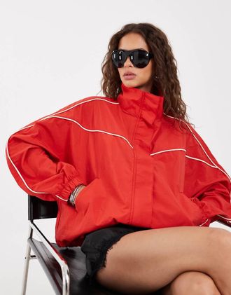 Asos Veste coupe-vent technique &agrave; col chemin&eacute;e - Rouge