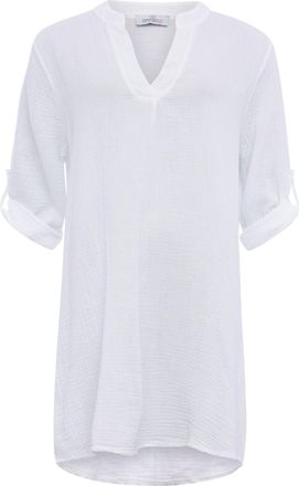 Zwillingsherz Musselin Longbluse aus 100% Baumwolle mit V-Ausschnitt-Hochwertige Tunika für Damen Mädchen-Sommerbluse Freizeitkleid Strandkleid-Locker luftig perfek