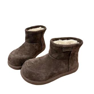 Generic YUJIEBB Bottes de neige dhiver chaudes &agrave; bout large et en peluche pour femme, imperm&eacute;ables et antid&eacute;rapantes, en coton &eacute;pais, grandes t&ecirc;tes, d&eacute;contrac