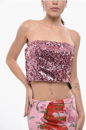 Rotate Sequined Bandeau Crop Top size 42