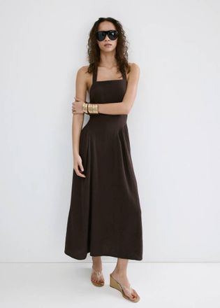 Mango R&uuml;ckenfreies Kleid aus Bambula schokolade - Damen - XL - MANGO