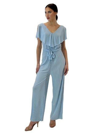 Elara Damen Jumpsuit V-Schnitt 1205 Lightblue