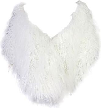 Generic Châle dhiver thermique pour femme - Faux châle de mariage et châle de mariée - Châle dhiver pour mariée et demoiselle dhonneur, blanc, taille unique