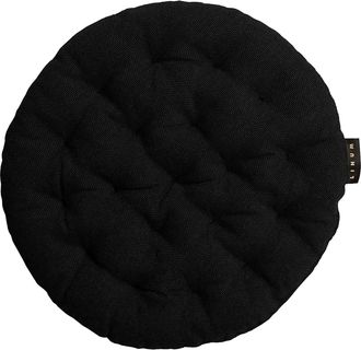 Linum Pepper Elegantes Rundes Sitzkissen für Indoor und Outdoor Ø 37cm, 100% Baumwolle, Waschbar, Schwarz