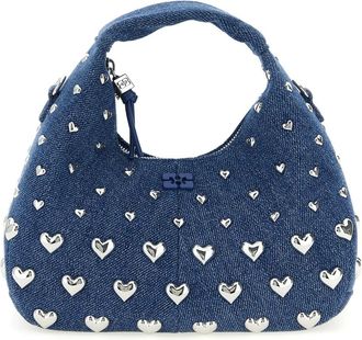 Ganni Femme, Sacs, Bleu, Taille: ONE Size Denim Stud Mini Hobo Bag