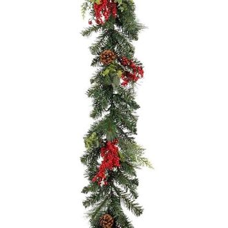 Mica Mica Decorations Harvey Girlande mit Tannenzapfen - L180 x B15 x H11 cm - Grün, Rot