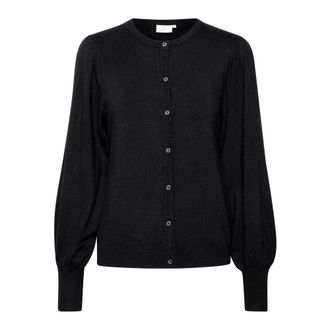 Kaffe Femme, Pulls, Noir, Taille: 44 FR Cardigan Noir Profond avec Manches Bouffantes