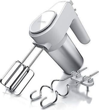 Arendo Elektrischer Handmixer aus Edelstahl 400W - Handr&uuml;hrer mit 5 Geschwindigkeiten inkl. Turbofunktion - 2 Knethaken - Ergonomisches Geh&auml;use - Thermosiche