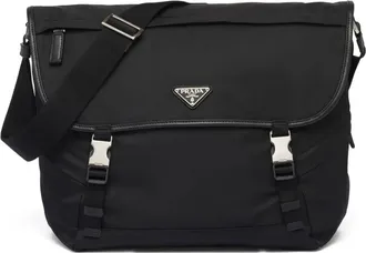 Prada sac porté épaule à plaque logo - Noir