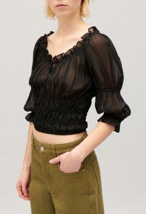 Claudie Pierlot Blouse courte volants noire