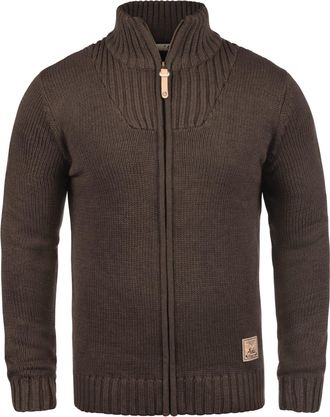 Solid SDPoul Herren Strickjacke Cardigan Grobstrick Pullover mit Stehkragen Baumwollmischung Regular fit, Größe:2XL, Farbe:Coffee Bean Melange (8973)