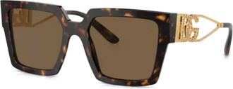 Dolce & Gabbana Eyewear Eckige Sonnenbrille mit Kristallen - Braun