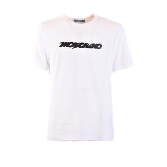 Moschino Stretch Jersey T-Shirt mit Logo - - Tops - Herren - Wei&szlig; - XL