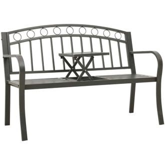 vidaXL Gartenbank mit Tisch Grau 120 cm Stahl vidaXL