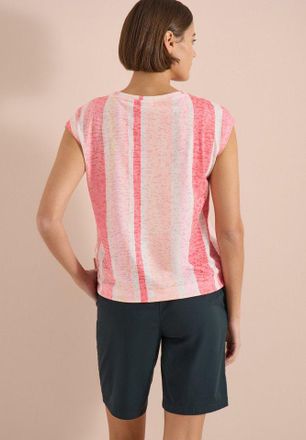 Cecil Kurzarmshirt Sommershirt in Ausbrenner-Optik/Streifen-Muster