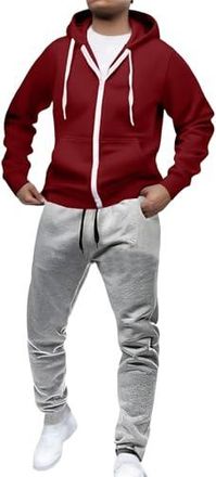 Generic Surv&ecirc;tement De Sport Pour Homme, Sweat &Agrave; Capuche Zipp&eacute; Manches Longues Et Pantalon Ensemble De 2 Pi&egrave;ces, Ample Et Confortable, V&ecirc;tements Chaud Fitness