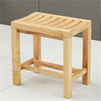 Generic Eckduschhocker, Eckduschhocker aus Teakholz for kleine R&auml;ume, Teakholz-Duschregal mit Fu&szlig;st&uuml;tze, Duschhocker, Duschb&auml;nke for Innendusche