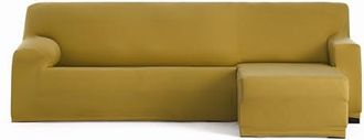 Eysa Bi-elastischer Sofabezug für Chaiselongue, mit kurzem Arm auf der rechten Seite, Farbe senffarben, Design Harlem