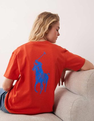 Polo Ralph Lauren Schweres T-Shirt in Orange mit Markenlogo und gro&szlig;em R&uuml;ckenprint