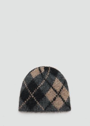 Mango Chapeau &agrave; motifs de losanges gris chin&eacute; fonc&eacute; - Femme - Taille unique - MANGO