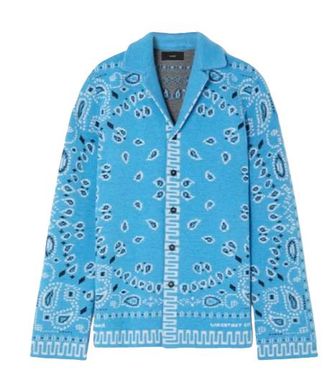 Alanui Blue Bandana Print Wool Cardigan Size M