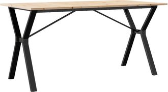 Generic Esstisch mit Naturholzplatte und Schwarzem Metallrahmen, Quadratischer K&uuml;chentisch Im Industriestil, Anwendbar f&uuml;r Kleine R&auml;ume, Fr&uuml;hst&uuml;cksecken und E