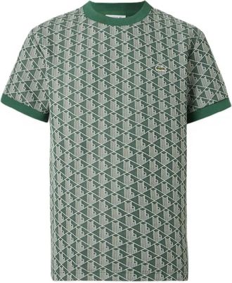 Lacoste Homme, Tops, Vert, Taille: XL T-shirt Coupe Slim Monogramme Jacquard Lacoste