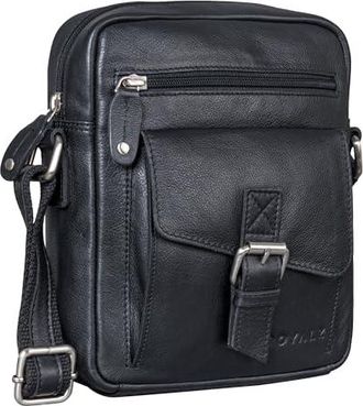 Royalz Knoxville Petit sac en cuir hommes Sac à bandoulière vintage Mini sac homme messager bag, Couleur:Noir