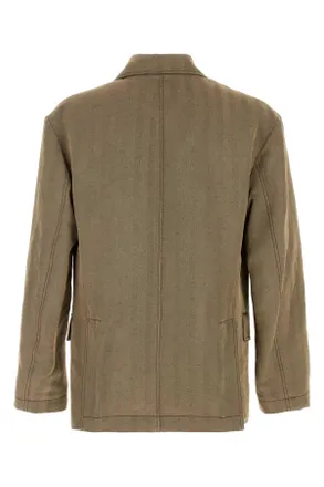 Ferragamo Mens Embroidered Linen Blend Blazer Expressosafari Exterior: Viscose Giacche E Gilet Jacket