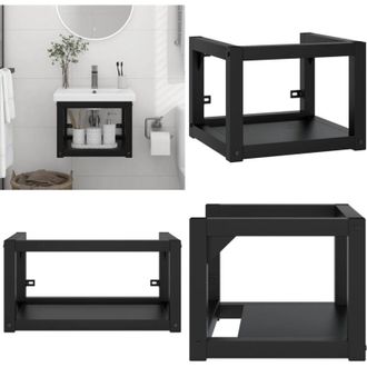 vidaXL Badezimmer Wand-Waschtischgestell Schwarz 40x38x31 cm Eisen - Wand-Waschtischgestell - Badezimmerregal - Eisen-Gestell - Schwarzes Badezimmerzubeh&ouml;r
