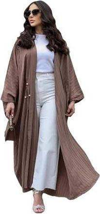 Generic Kimono Abaya décontracté pour femme avec perles style kimono Dubaï musulman, marron, taille unique