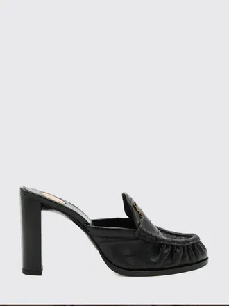 Saint Laurent Hochhackige Mules Le Loafer aus Aal-Leder mit YSL-Monogramm