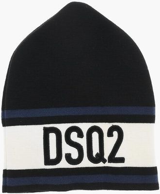 Dsquared2 Wool-Blend Beanie with Embroidered Monogram size One Size