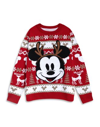 Disney Roter Weihnachtspullover mit Langen &Auml;rmeln f&uuml;r Damen mit Mickey Mouse | Rundhalspullover f&uuml;r Feiertage | Festliches Outfit f&uuml;r Weihnachtsfeierlichkeit